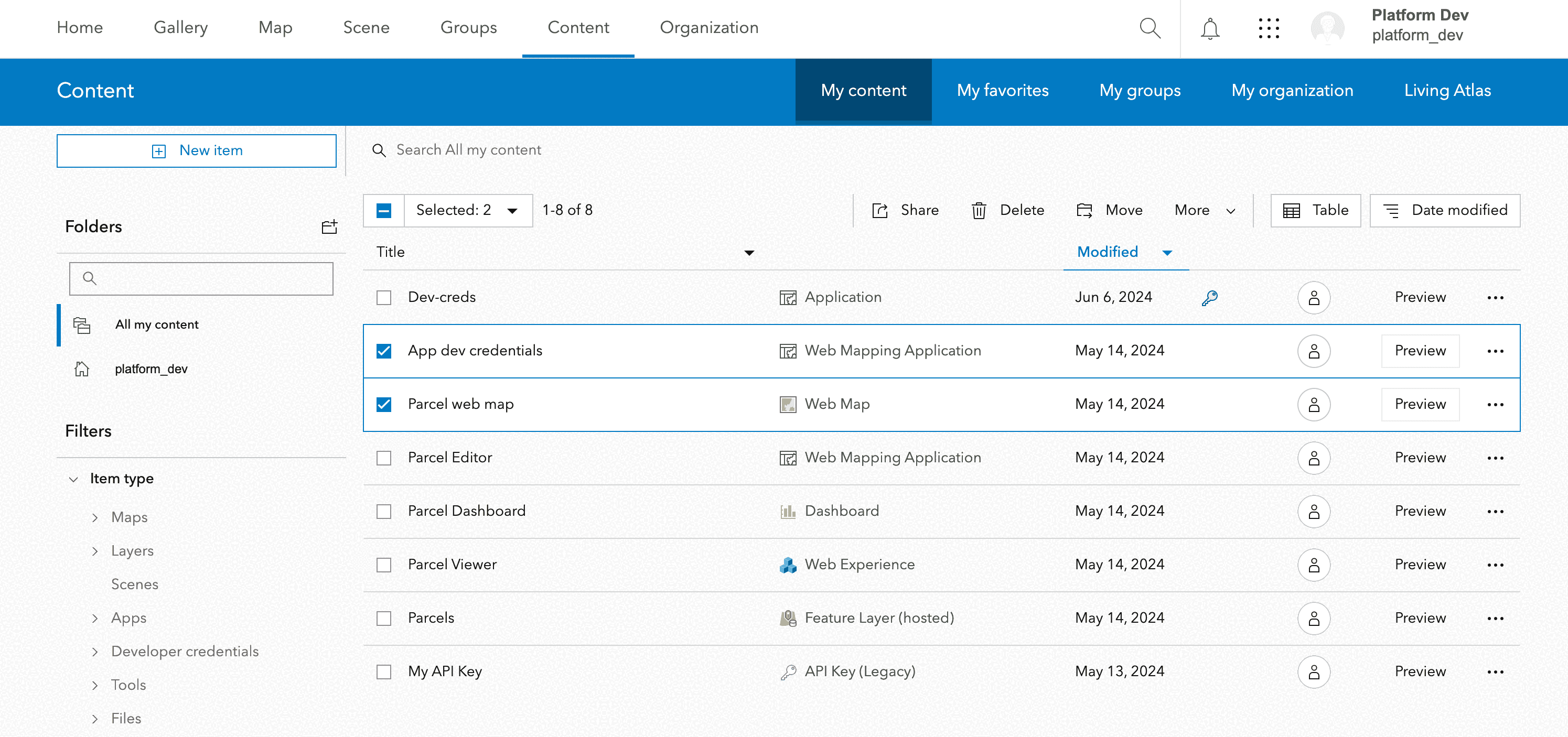 Move items | Documentation | Esri Developer