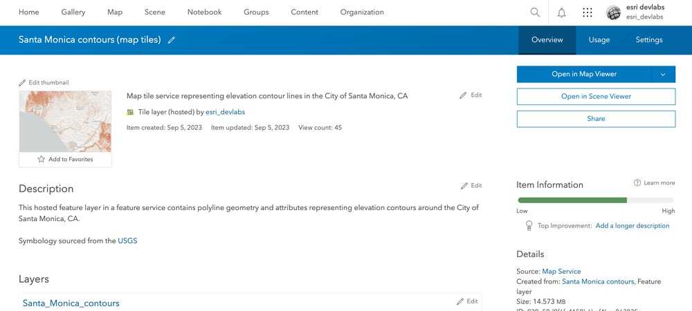 Manage A Hosted Map Tile Layer Item And Service Documentation Esri Developer