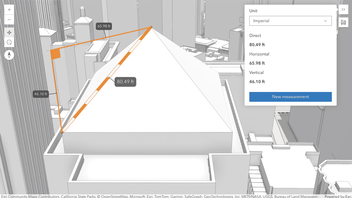 Measurement components in 3D | Sample Code | ArcGIS Maps SDK for JavaScript