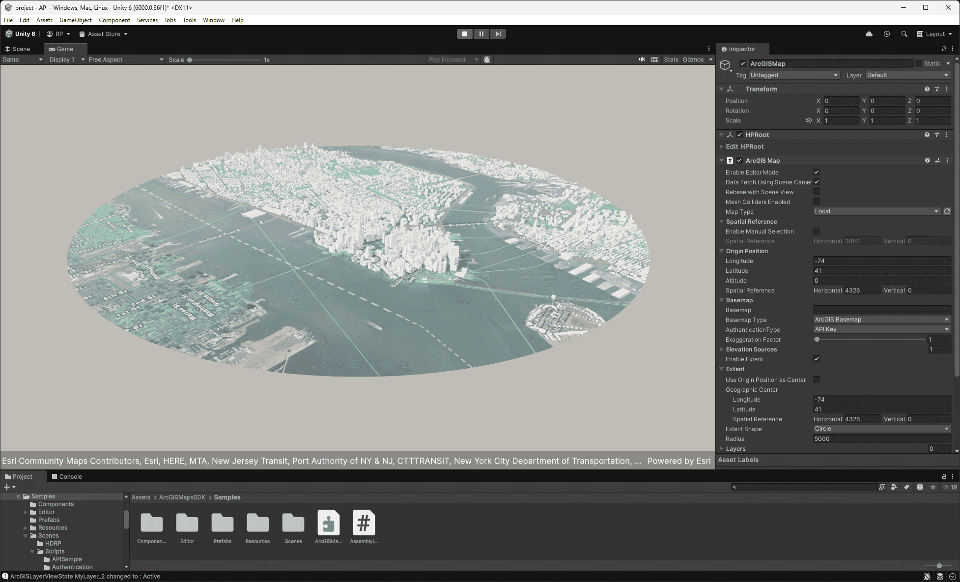 Display a map (Components) | ArcGIS Maps SDK for Unity | Esri Developer