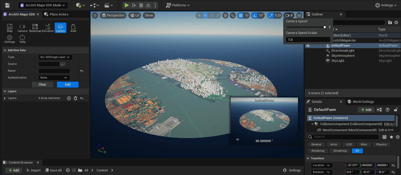 Display A Map Ui Arcgis Maps Sdk For Unreal Engine V1 Esri Developer