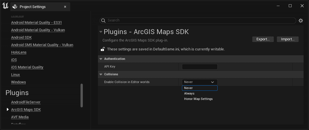 Mesh collider | ArcGIS Maps SDK for Unreal Engine v1 | Esri Developer