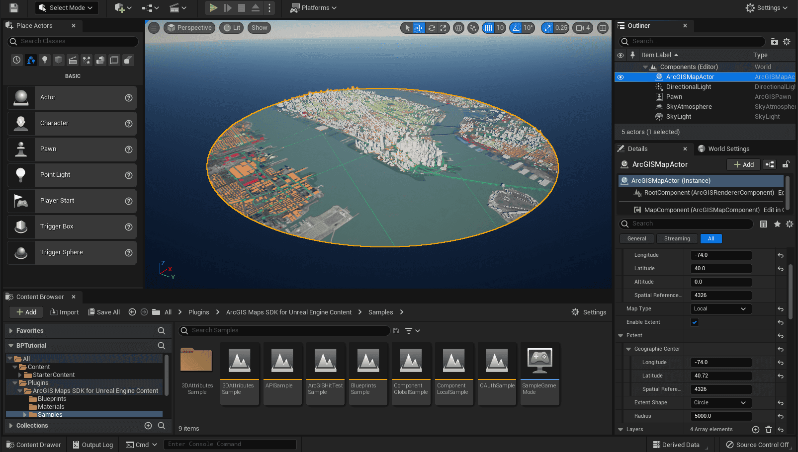 Display a map (Components) | ArcGIS Maps SDK for Unreal Engine v1 | Esri Developer